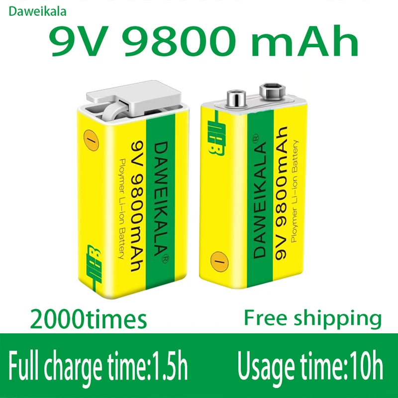 2023-9V-9800mAh-li-ion-Rechargeable-battery-Micro-USB-Batteries-9-v ...