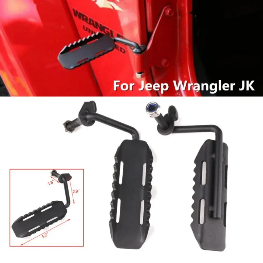 For-Jeep-Wrangler-JK-Stainless-Car-Door-Step-Rest-Pedal-Latch-Hook-Foot ...