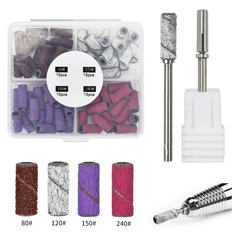 50-60Pcs-3-1MM-Mini-Nail-Sanding-Bands-With-Shaft-Nail-Drill-Bits-Sand ...