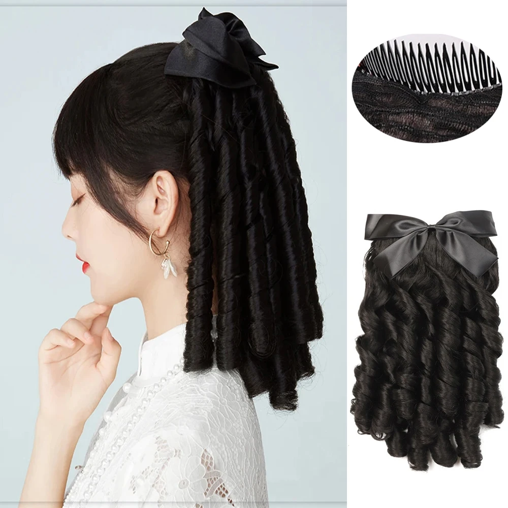 WIGSIN-Synthetic-Black-Brown-Ladies-Princess-Curly-Ponytail-Hairband ...