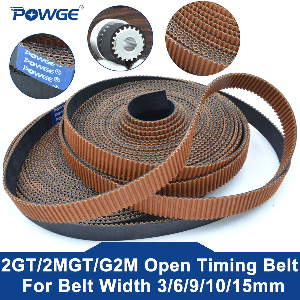 POWGE GT2 2MGT 2M 2GT RF Open Synchronous Timing belt width 3/6/9/10/15mm Rubber Low dust Low ...