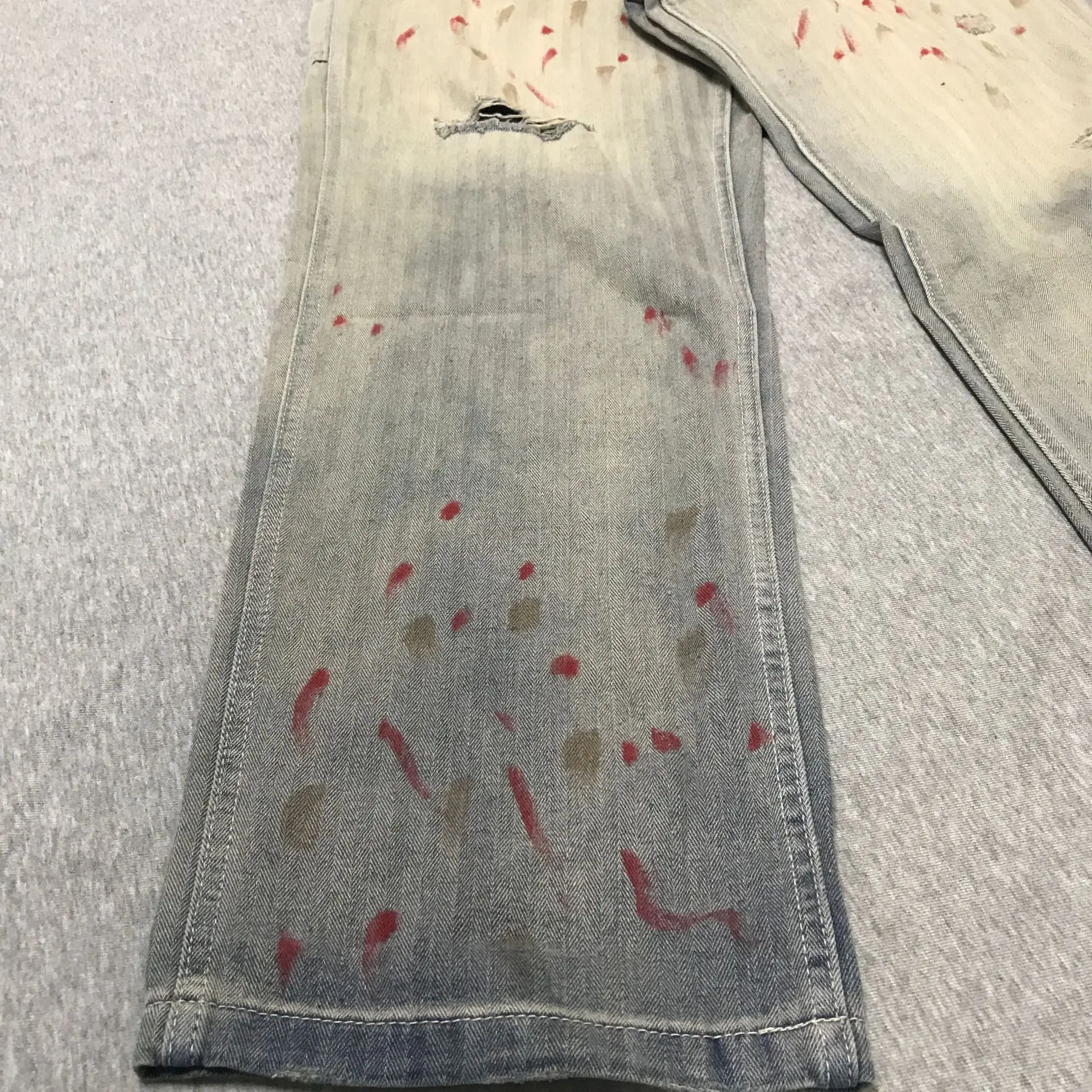 2024 New Old Washed Blood Tag Denim Zipper Slim Fit Straight PANT Jeans ...