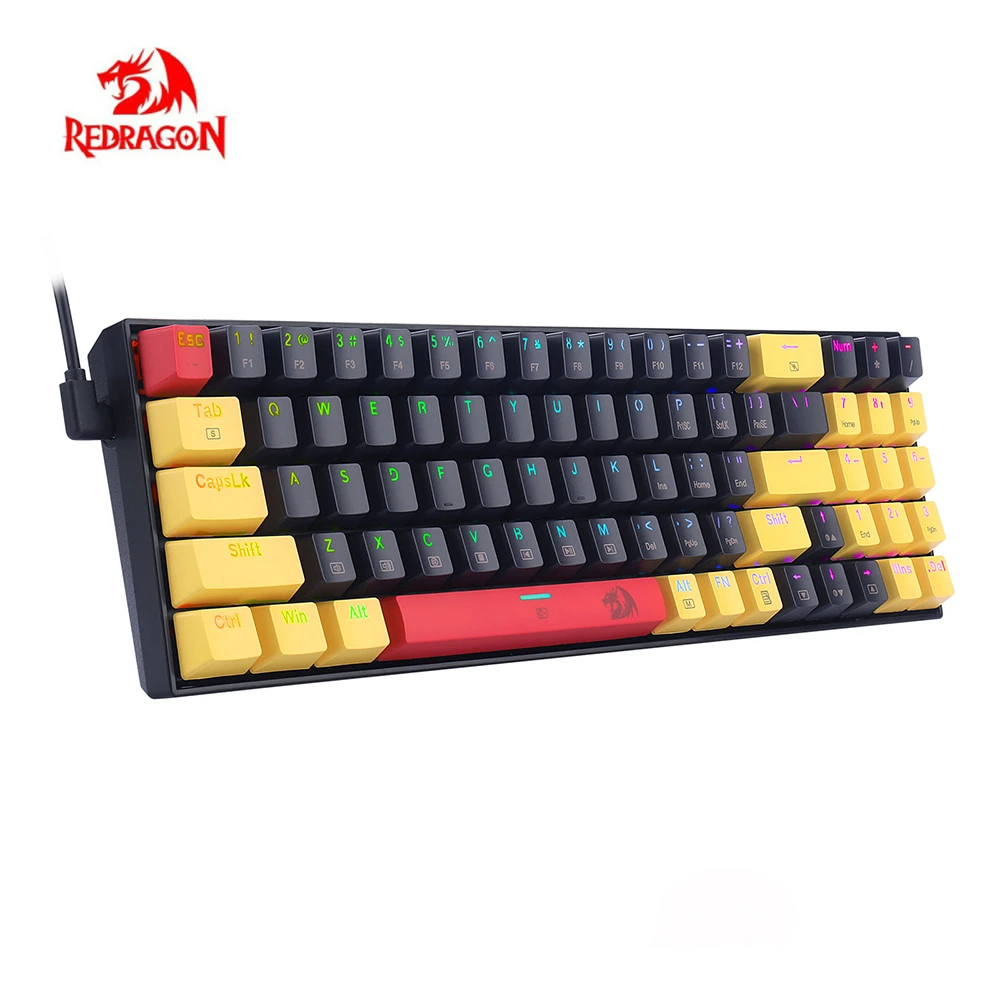 Redragon K688 Rgb Usb Mini Teclado Mecânico Do Jogo Interruptor Azul 78 Chaves Prendido Cabo ...