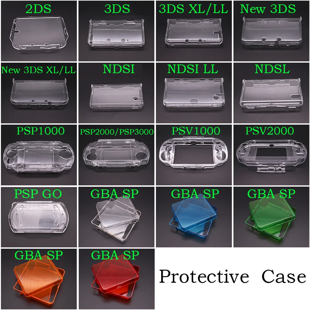 Plastic Clear Crystal Protective Hard Shell Skin Case Cover For GBA SP ...