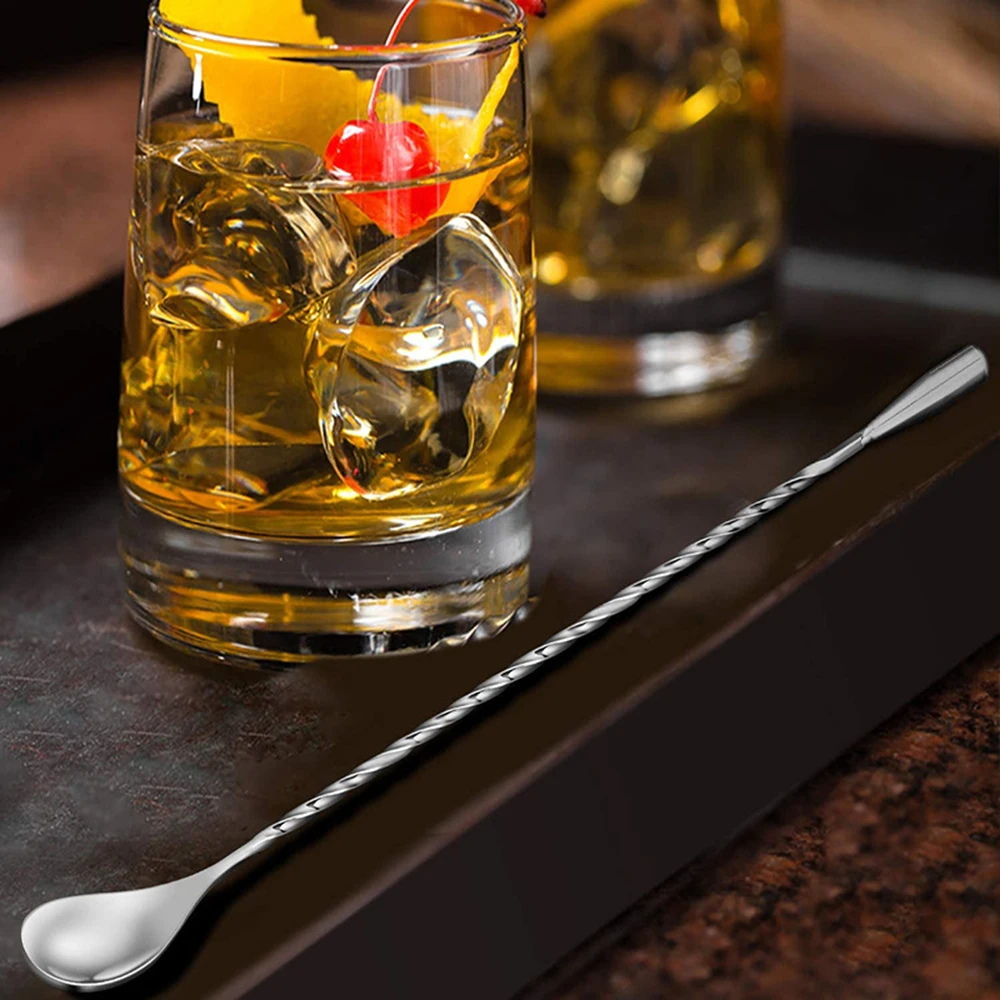 Long Handle Cocktail Stirrers Bartender Mixing Stick Spoon Stainless ...