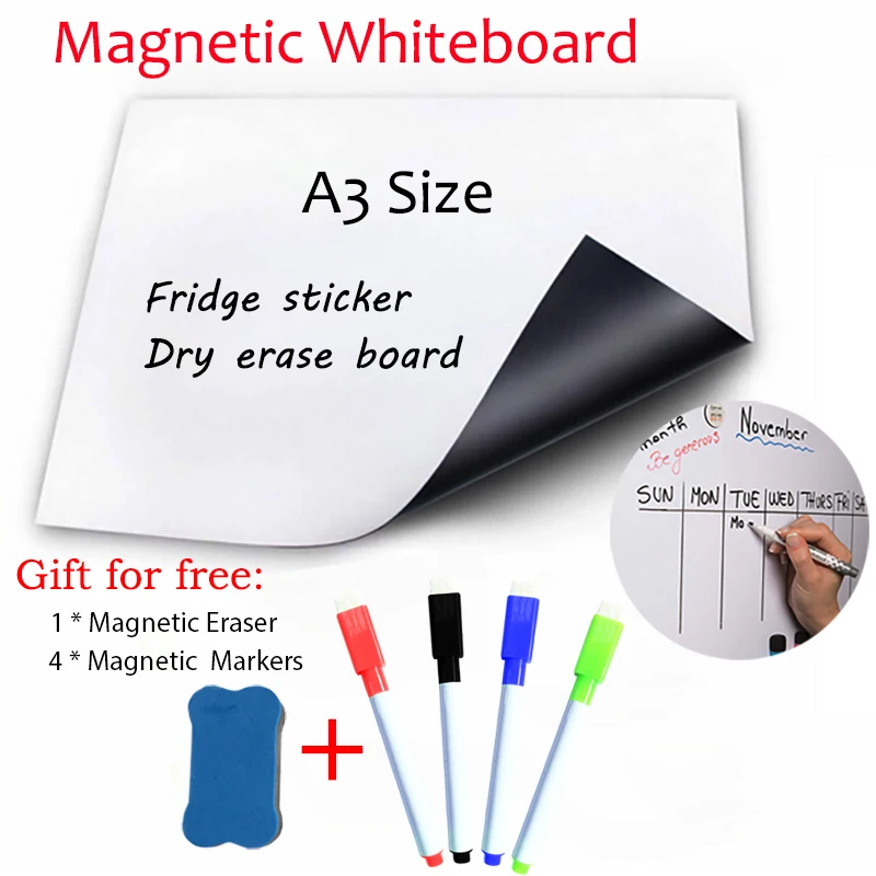 A3-Size-Magnetic-Whiteboard-Magnet-Dry-Erase-White-Boards-Fridge ...