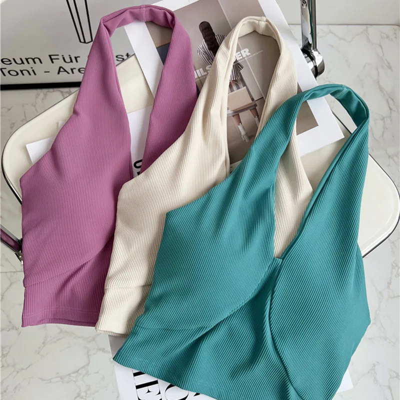 Sexy Backless Yoga Sports Bras Women Wireless Workout Tops Nylon Gym ...