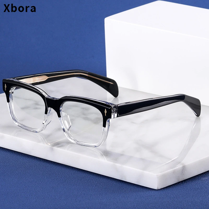 Xbora Acetate Men Women The Blu-Ray Computer Goggles Round Transparent ...
