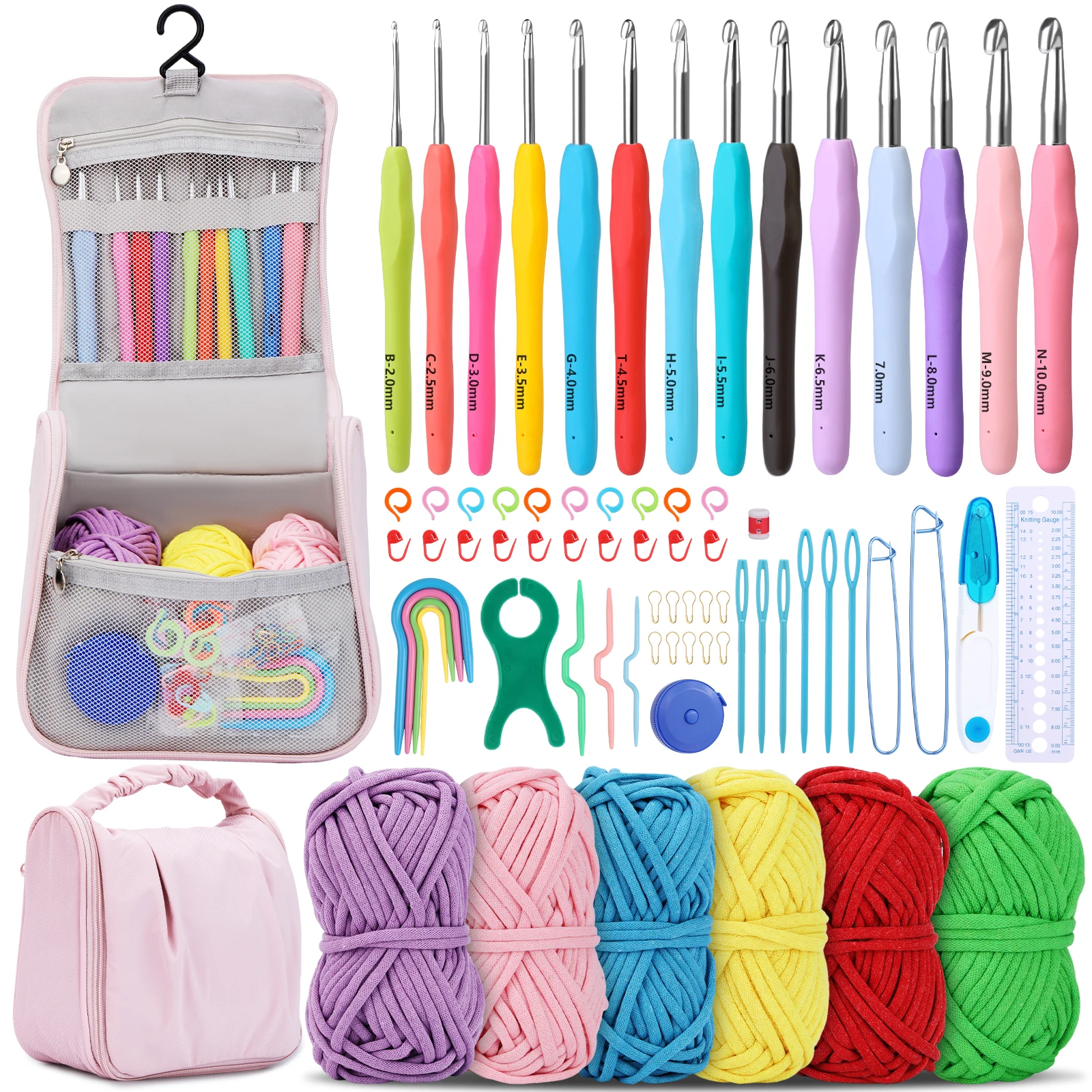 Crochet-tric-Kit-com-ganchos-e-fios-ponto-titulares-Costura-marcadores ...