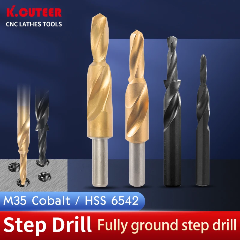 1PCS-90-180-Degree-Counterbore-Twist-Step-Drill-With-Cobalt-HSS-M3-M4 ...