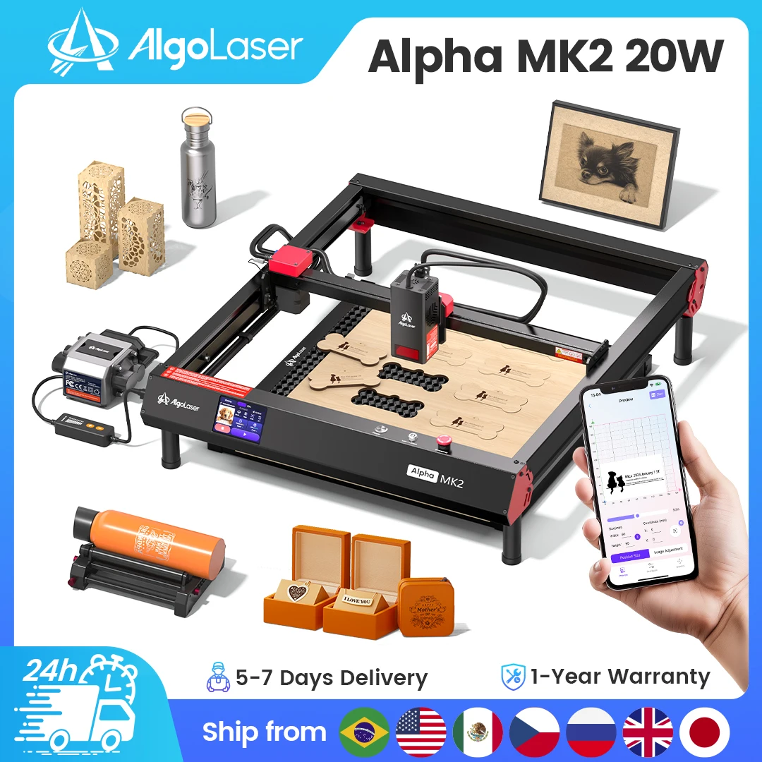 AlgoLaser Alpha MK2 Laser Engraver 20W Powerful Laser Engraving Cutter ...