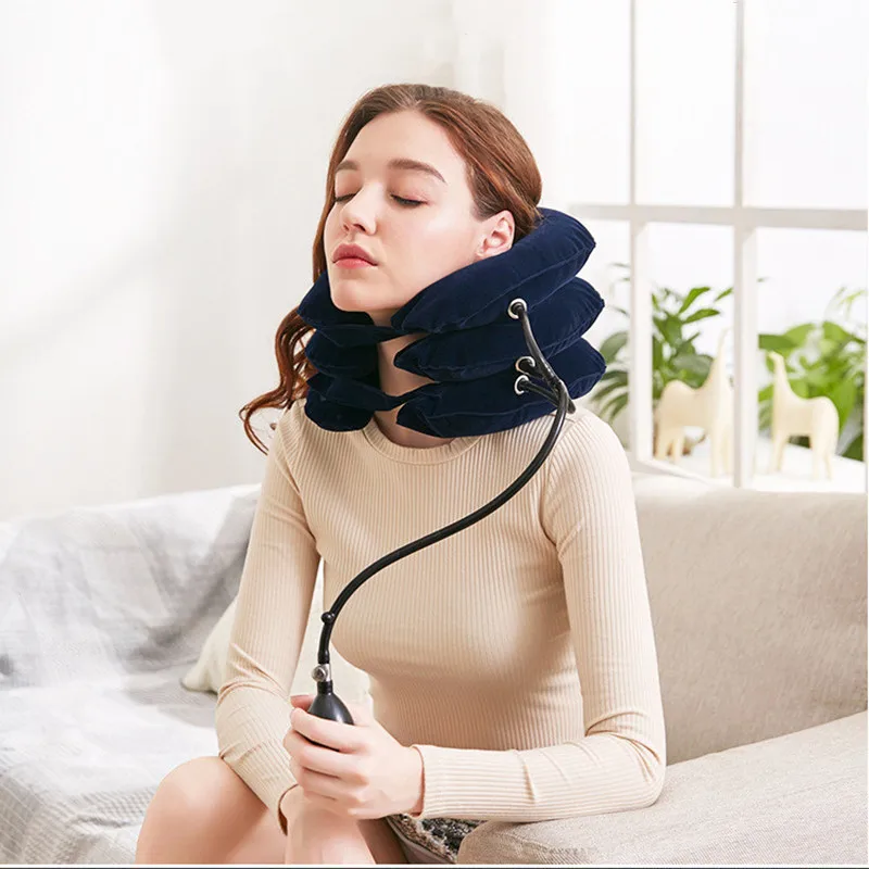 Air-Inflatable-Cervical-Collar-Traction-Tractor-Support-Massage-Pillow ...
