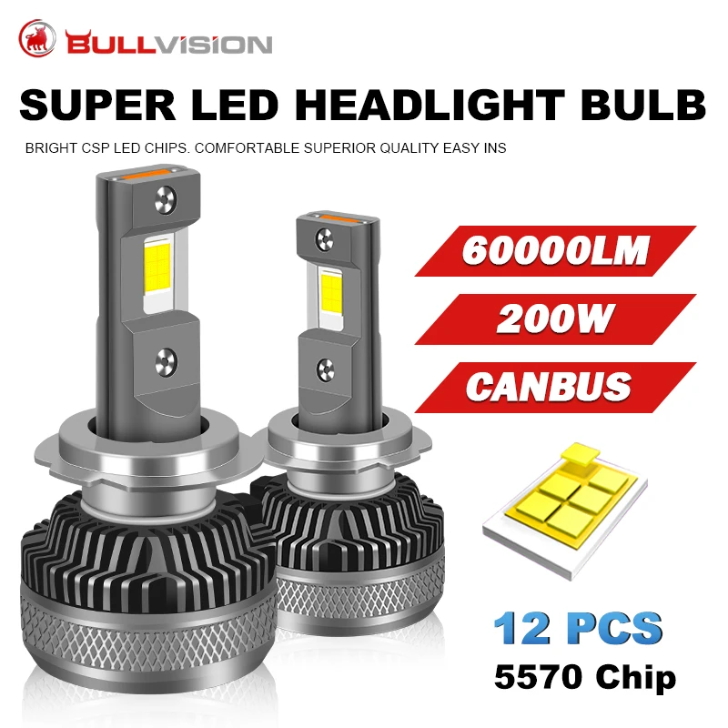 H1 H11 H7 LED Headlight Bulbs 60000LM H8 9012 HIR2 HB4 9006 HB3 9005 ...