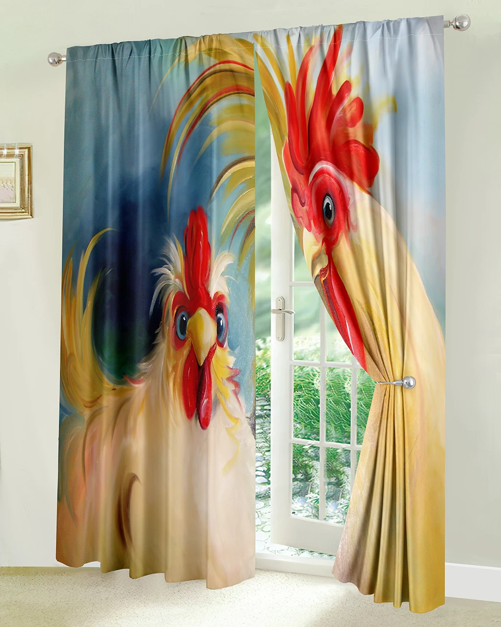 Rooster-Miller-Aniaml-Chicken-Window-Curtains-Living-Room-Kitchen ...