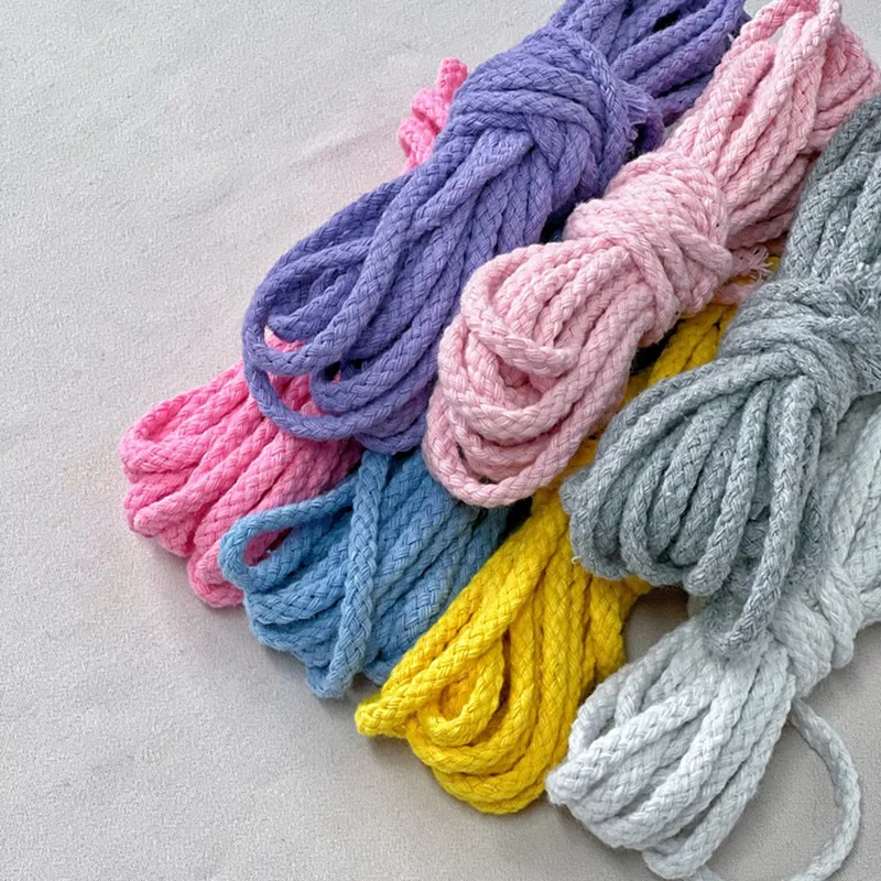 5mm-8-strand-Color-Solid-Braided-Rope-Core-Wrapped-Cotton-Cord-Macrame ...