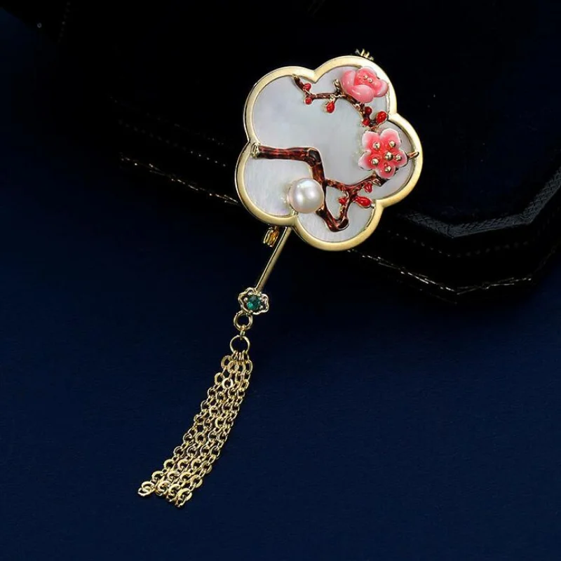 Chinese Court Style Flower Brooch for Women Elegant Tassel Corsage ...