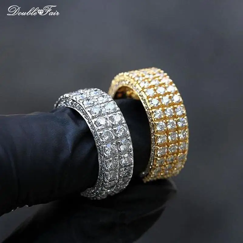 Hip Hop Iced Out Zircon Couple Rings for Women Men Luxury Dazzling ...