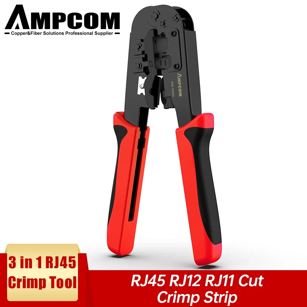 AMPCOM-Crimping-Tool-RJ45-and-RJ12-RJ11-Crimper-Cutter-Stripper-Network ...