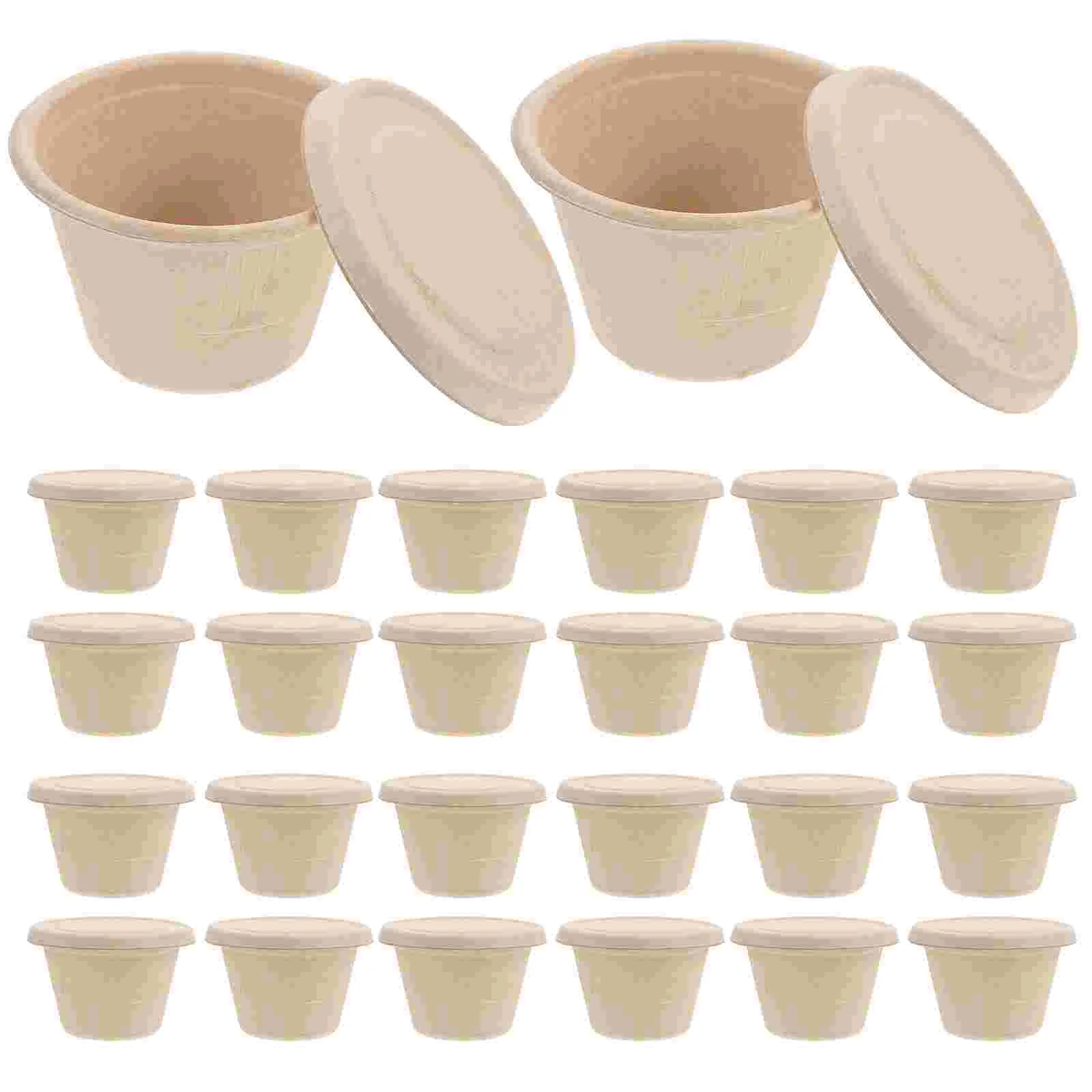 50 Pcs Dip Cup Condiment Containers Takeaway Box 4 Oz Pulp with Lids ...