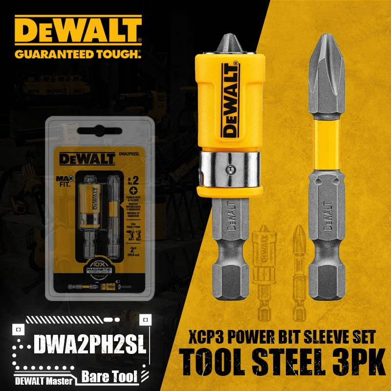 DEWALT DWA2PH2SL XCP3 Power Bit Sleeve Set Max Fit Phillips #2 S X 2 "L ...