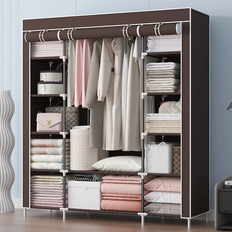 Portable Wardrobe Clothes Storage Organizer Closet With Hanging Rack ...