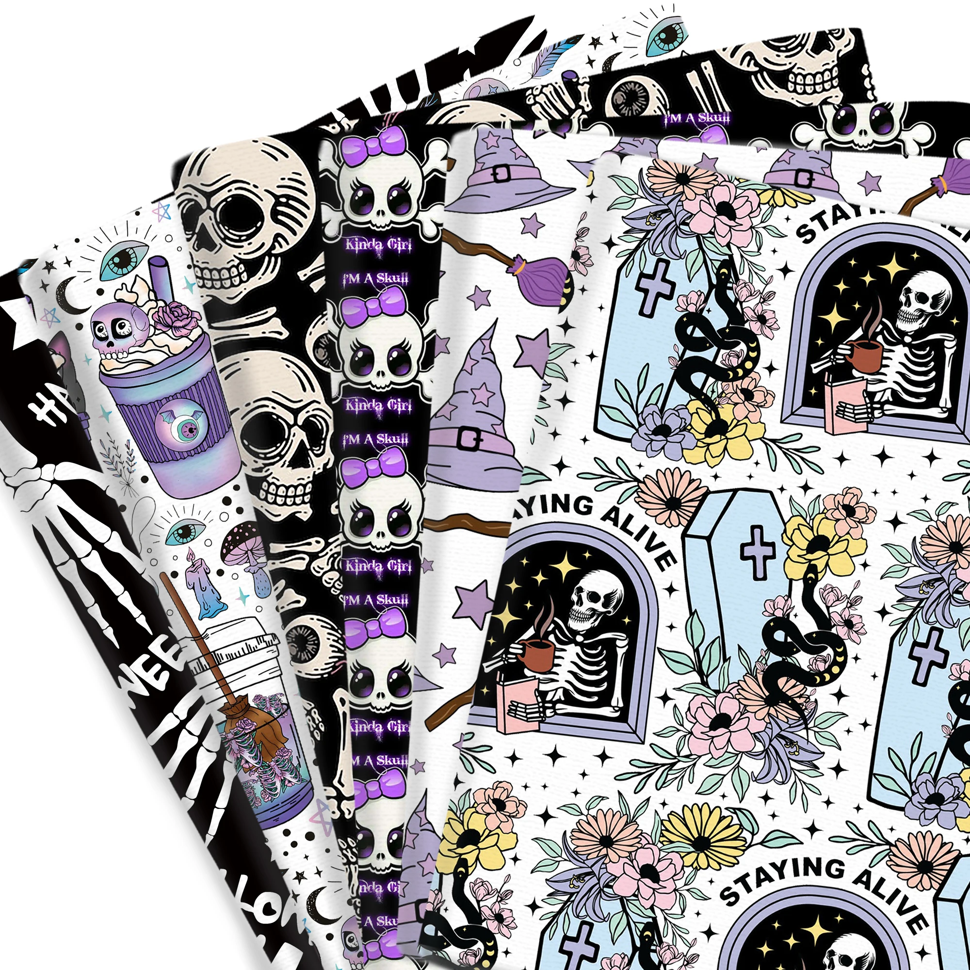50*145cm halloween Skeleton Skull Polyester Cotton Fabric for Tissue ...