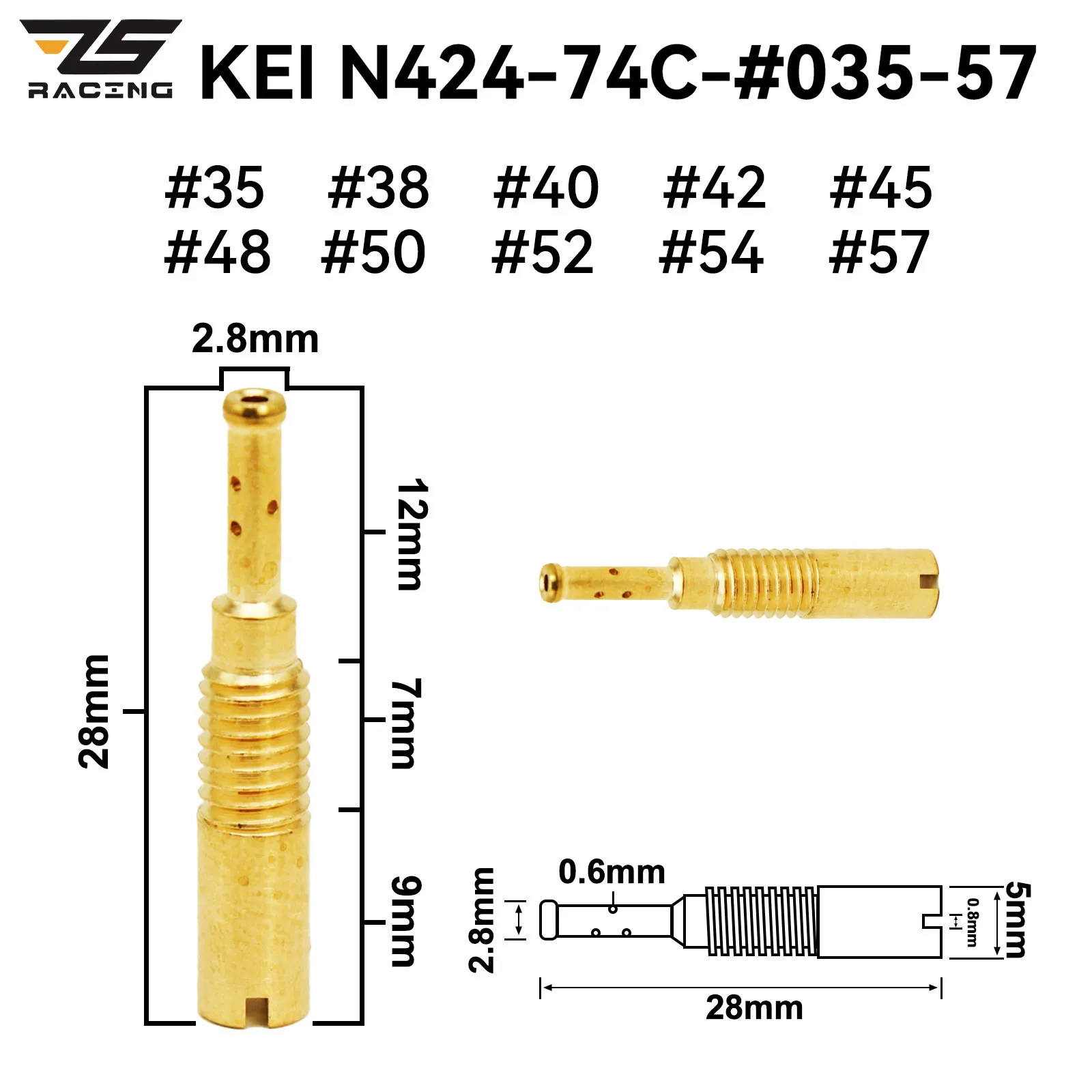 ZS 10PCS N424-74CCarburetor Pilot Jet M5 Slow Idle Jet M5x0.8mm for ...