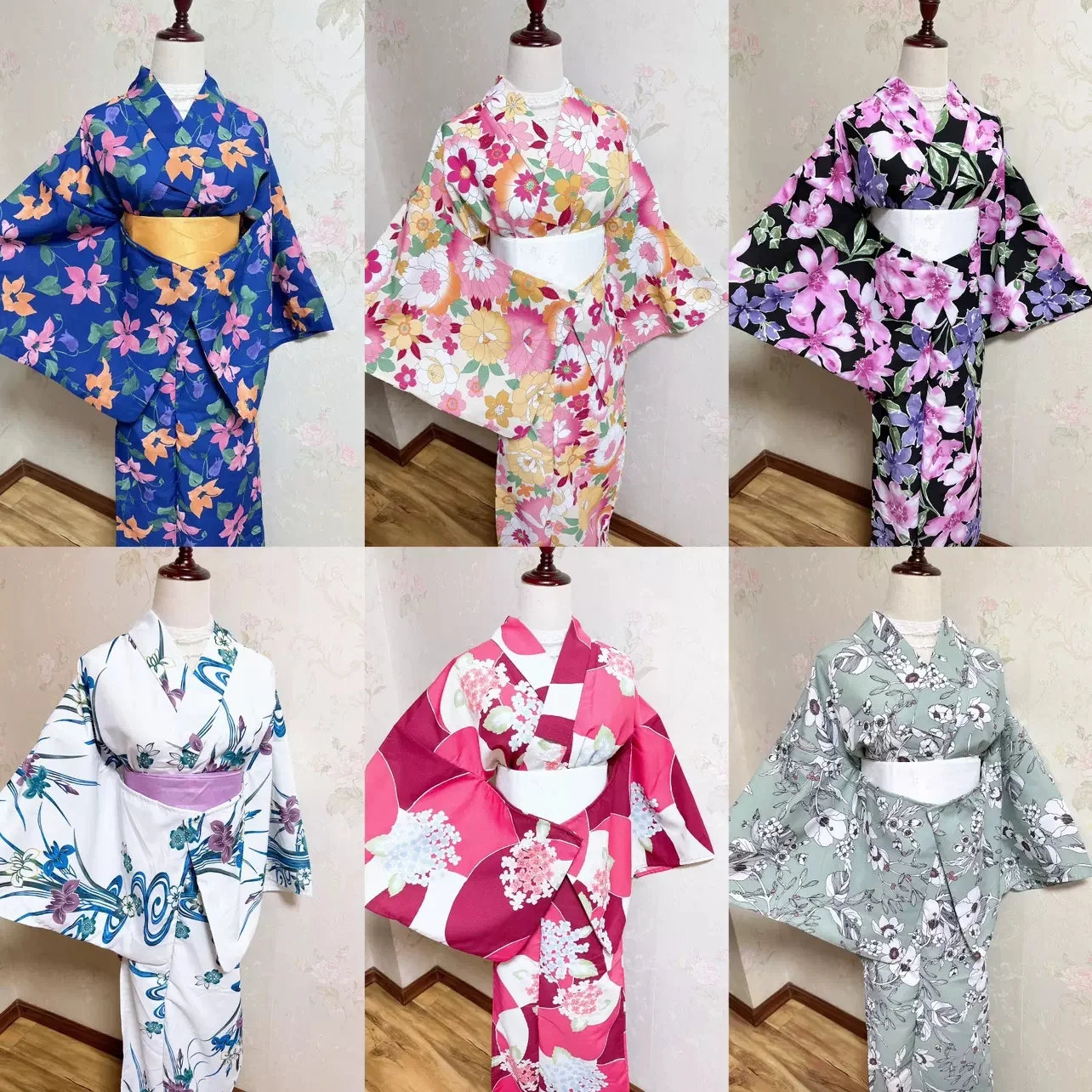 Women-s-Japanese-Traditional-Kimono-with-Obi-Floral-Prints-Formal ...