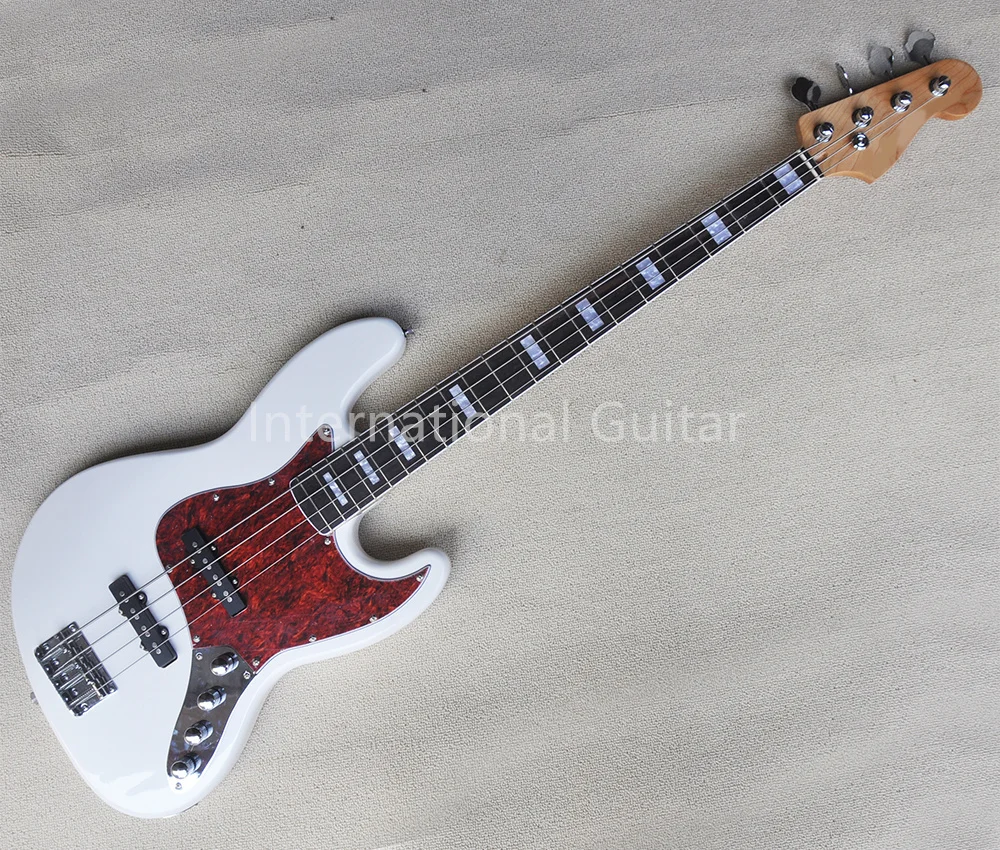 White-4-Strings-Electric-Bass-Guitar-with-Rosewood-Fretboard-Red ...