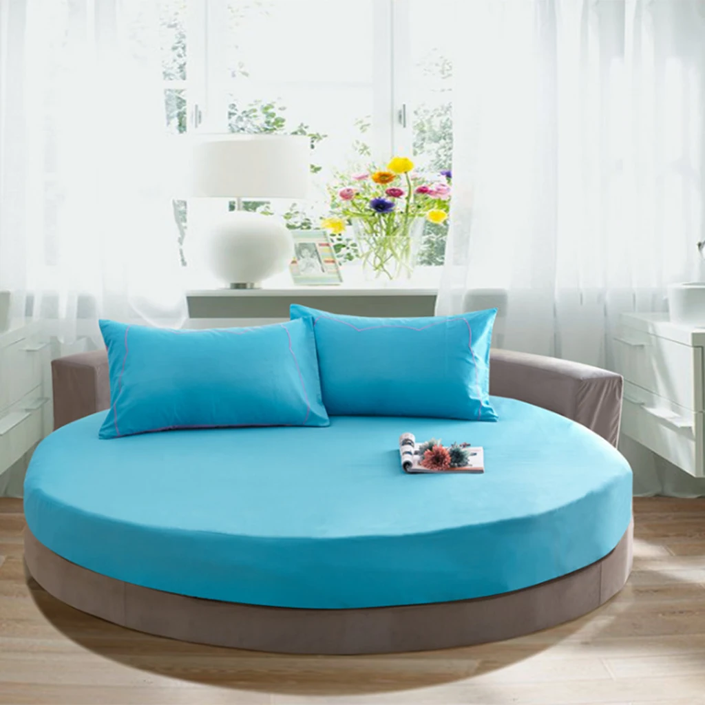 Round-Bed-Sheet-Cover-25cm-Depth-200-200cm-Solid-Color-Fitted-Sheets-16 ...