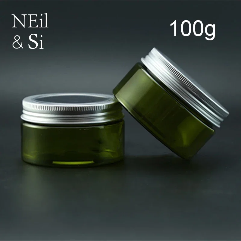 100g-Plastic-Green-Jar-with-Metal-Cap-Cream-Lotion-Bath-Salt-Packaging ...
