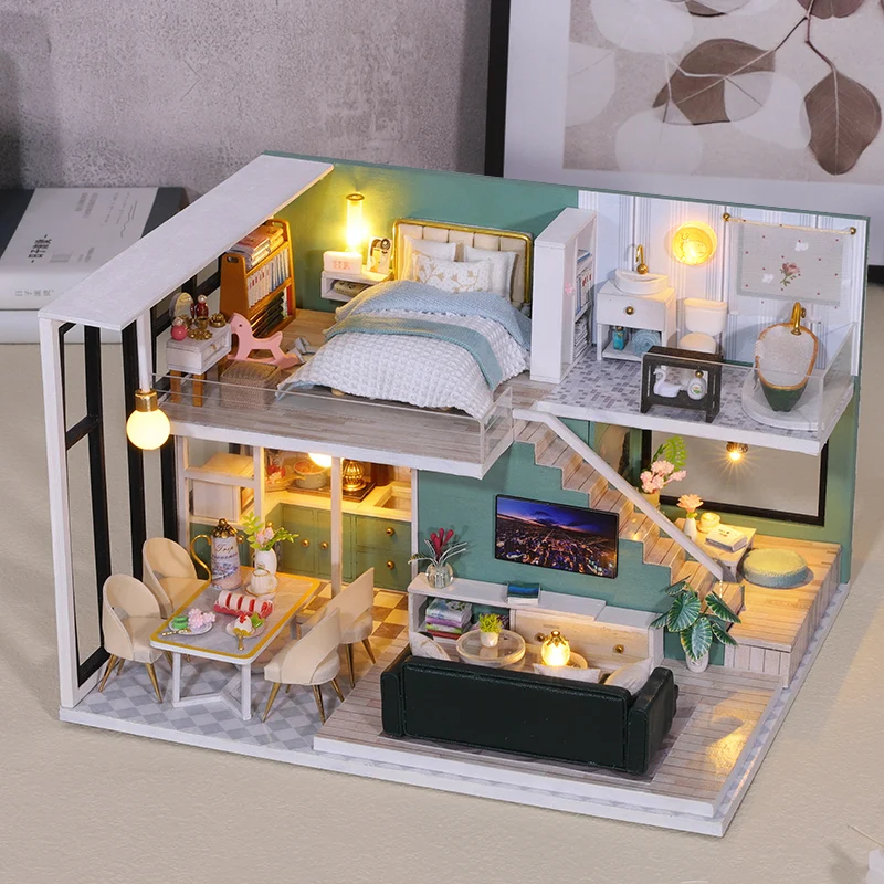 Wooden-Doll-House-Handmade-Duplex-Apartment-Production-3D-Puzzle ...