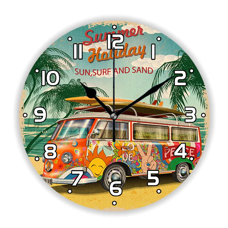 Vintage-Summer-Holiday-Bus-Camper-Van-Wall-Clock-for-Living-Room ...