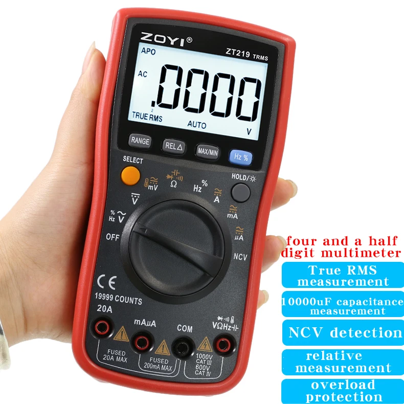ZOYI-Auto-Range-Multimeter-ZT219-High-Precision-4-5-Digit-True-RMS ...