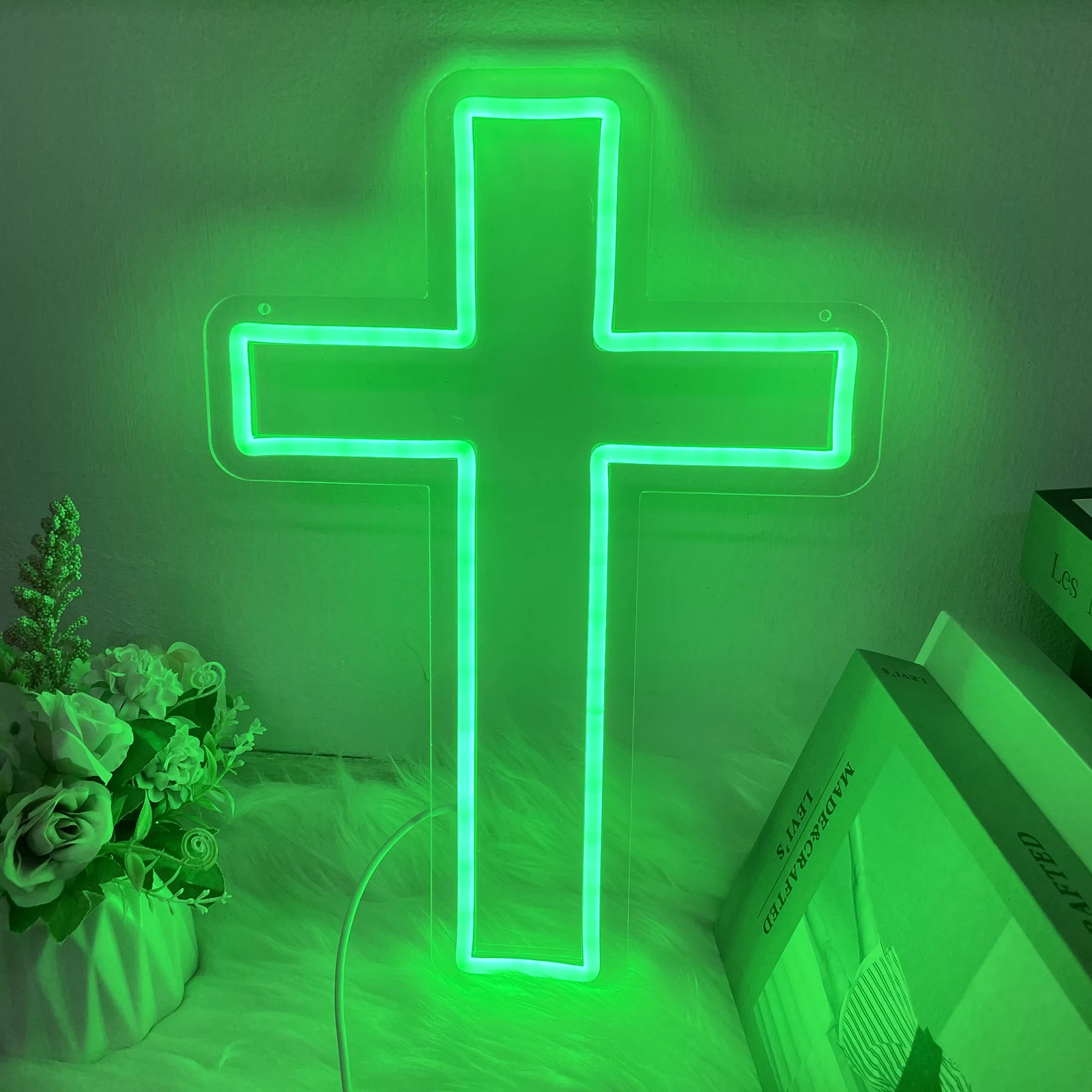 Custom-Cross-Led-Neon-Sign-Home-Wall-Decor-Church-Christian-Cross-Neon ...