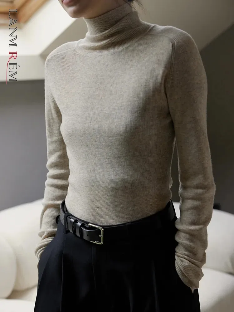 LANMREM-Woolen-Knitting-Bottoming-T-shirt-For-Women-Turtleneck-Long ...