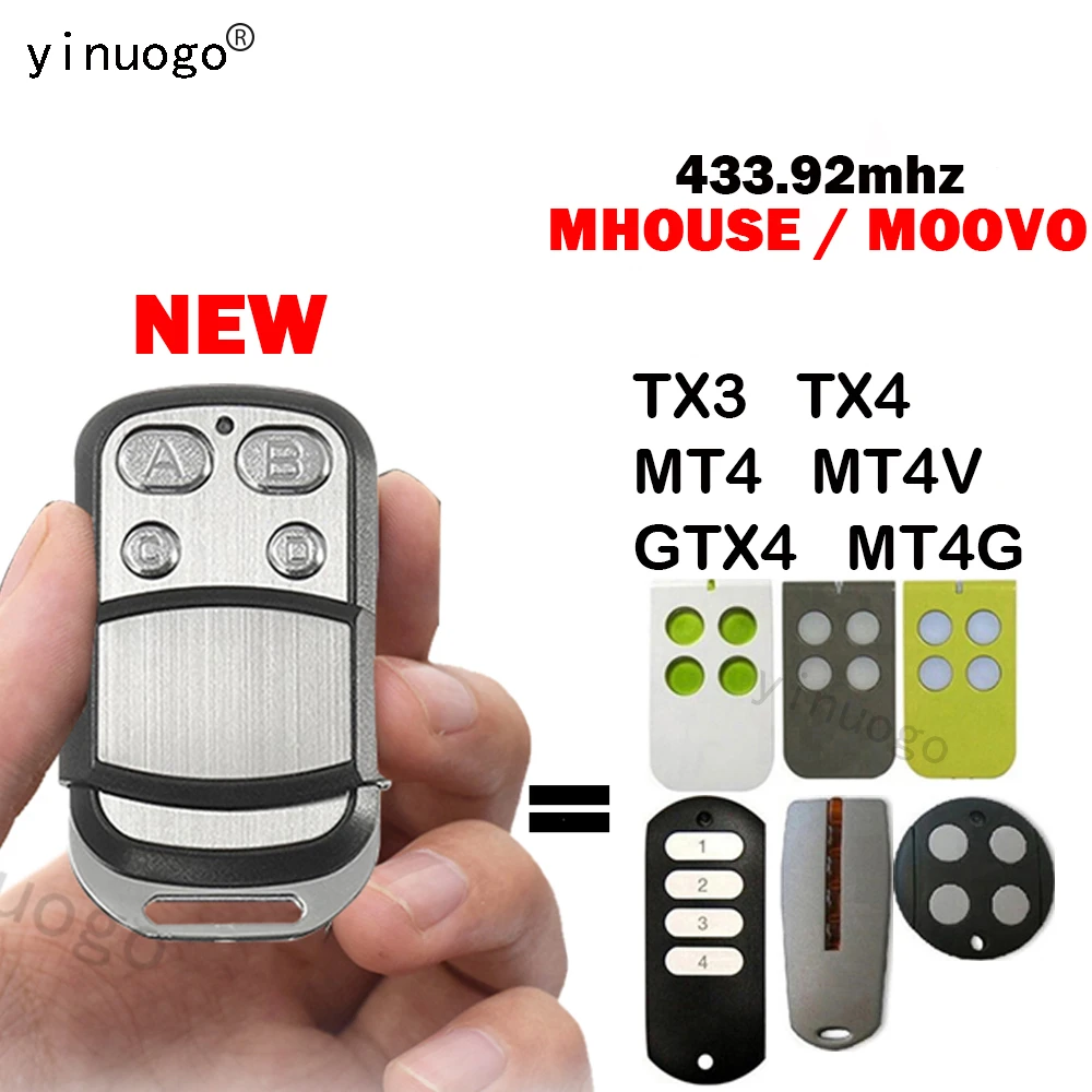 MOOVO MT4 MT4V MT4G Remote Control MHOUSE TX3 TX4 GTX4 Garage Door ...