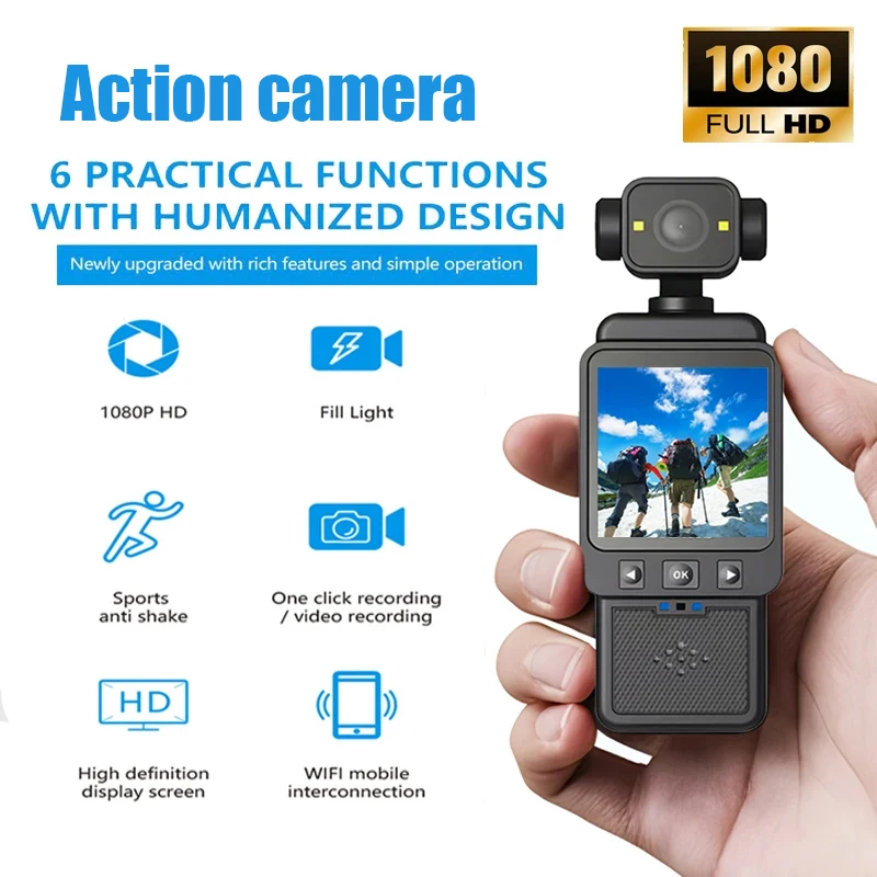 Handheld 1080p 180 ° Rotating Mini Portable Anti-shake Camera Wearable ...