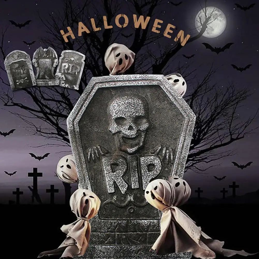 Tombstone Statue Skull Pattern Foam Skeleton Halloween Decorations ...