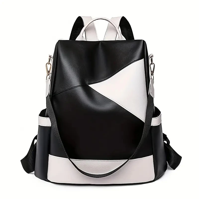 Two-way-Shoulder-Bag-For-School-Travel-Fashion-Pu-Leather-Backpack-Patchwork-Simple-Anti-theft ...