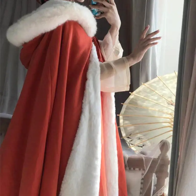 Chinese-Style-Hanfu-Cloak-Female-Winter-Style-Plus-Velvet-Antique-Fur ...