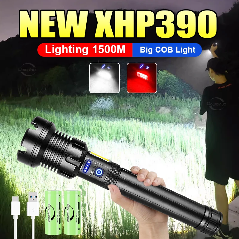 XHP390-Most-Powerful-Flashlight-Usb-Rechargeable-Flashlight-Strong ...