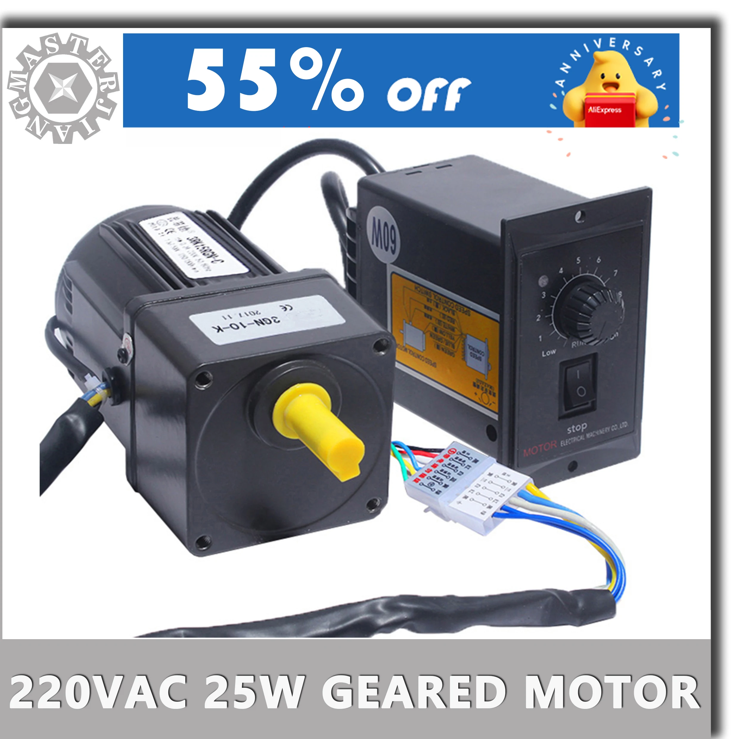 220V 25W 4RK25GN-C 415-4.2RPM AC Reversible Gear Variable Speed Motor 1 ...