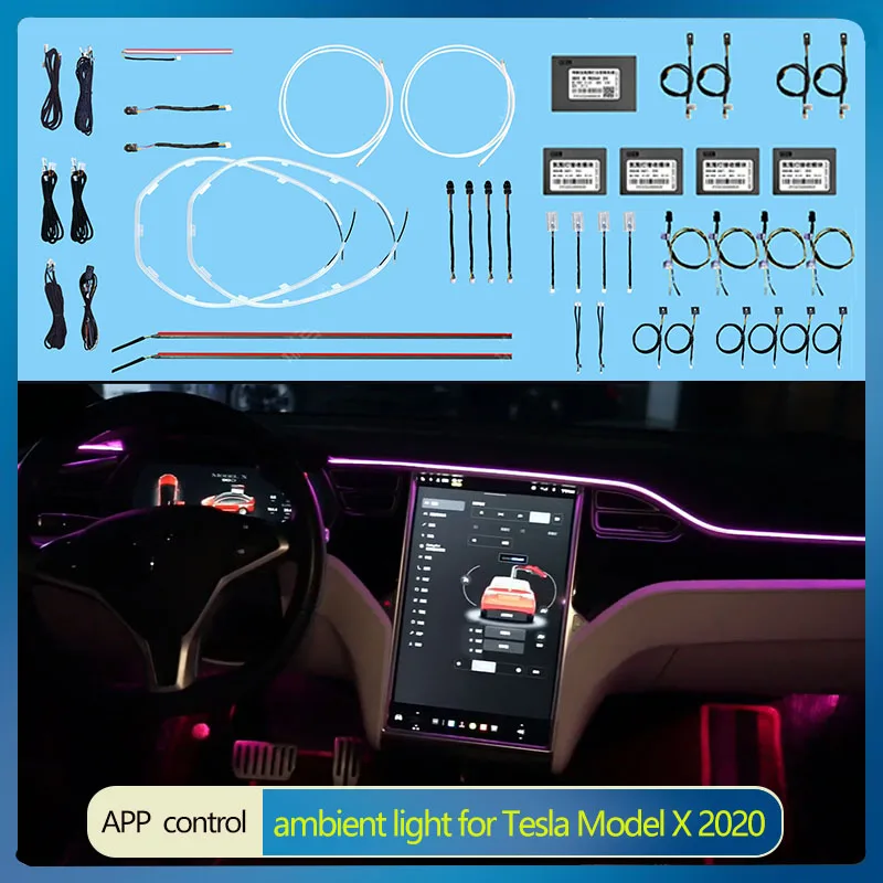 APP-control-LED-Ambient-Light-For-Tesla-Model-X-2020-Interior-Backlight ...