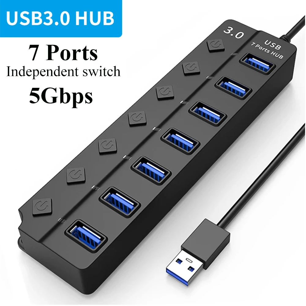LORYI-USB-3-0-HUB-With-7-Ports-5Gbps-High-Speed-USB-Docking-Station ...