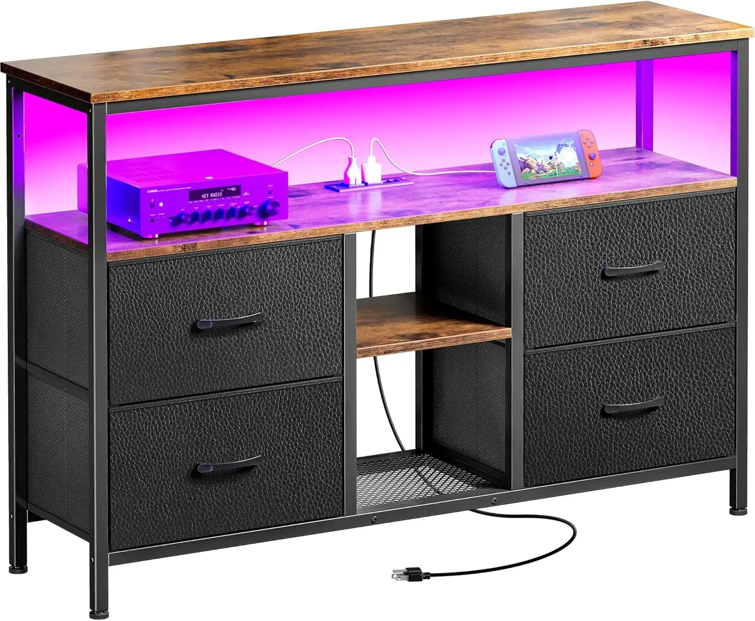 TV-Stand-Dresser-with-Power-Outlets-and-LED-Lights-4-Drawers ...
