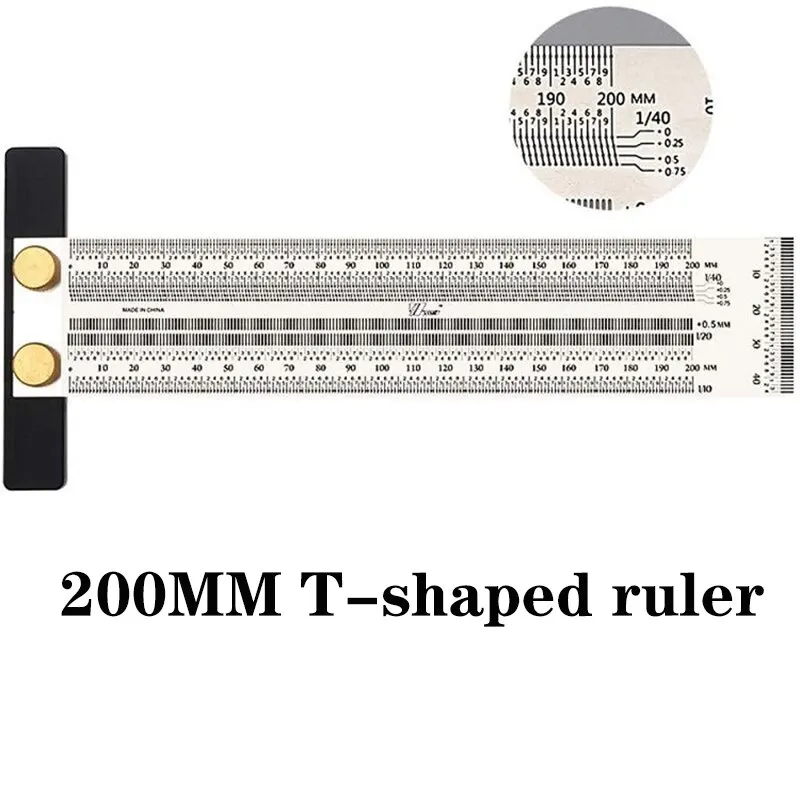 1PC Stainless Steel 180 200MM Ruler Hole Ruler Carpenter Line Crossing ...