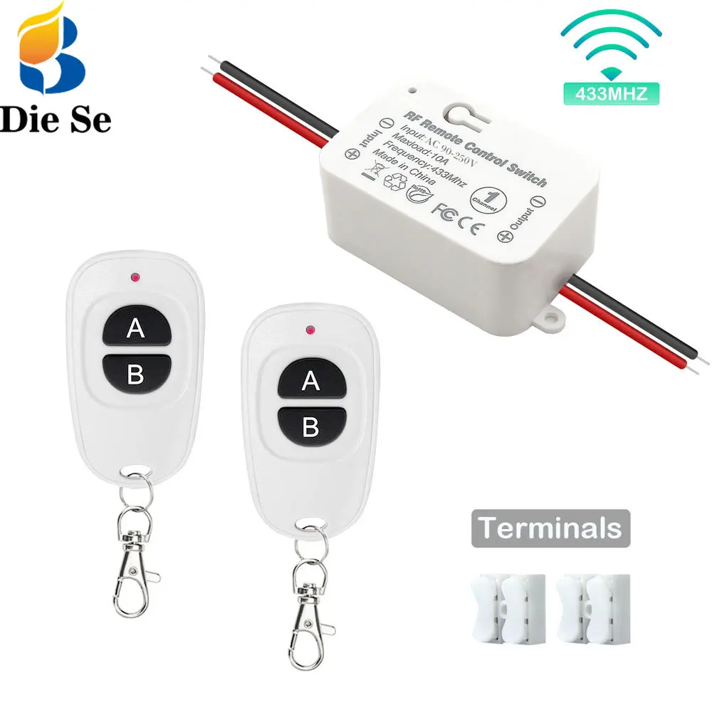 RF 433 Mhz Universal Wireless Remote Control Switch 110V 220V 10A Relay ...