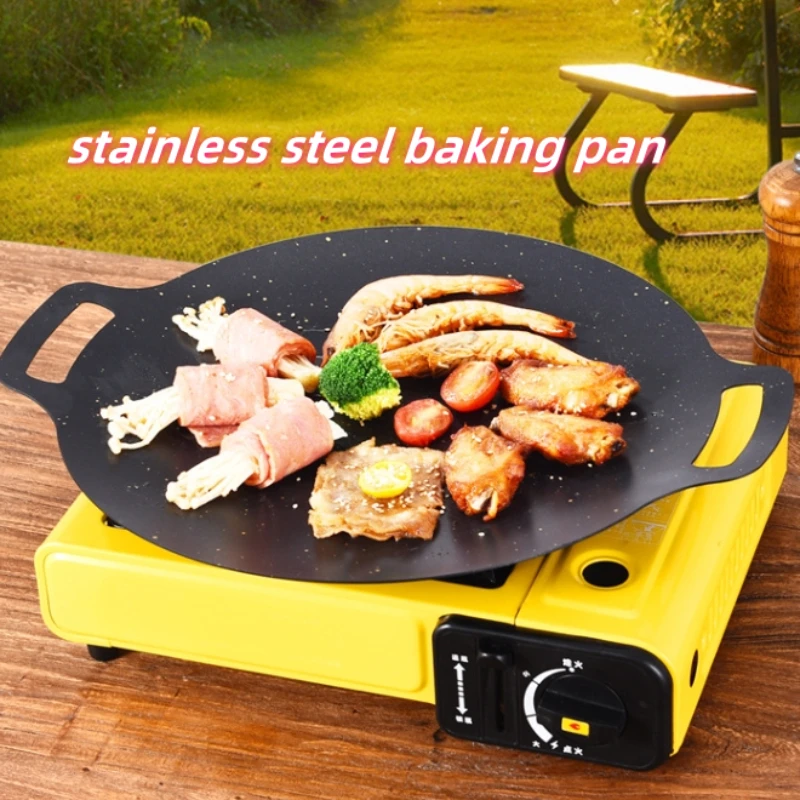 Korean-BBQ-Pan-304-Stainless-Steel-Grill-Outdoor-Picnic-Double-ear ...
