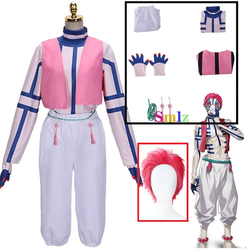 Anime Costume Akaza Cosplay Men Top Pants Waistcoat Stripe Wig Suit ...